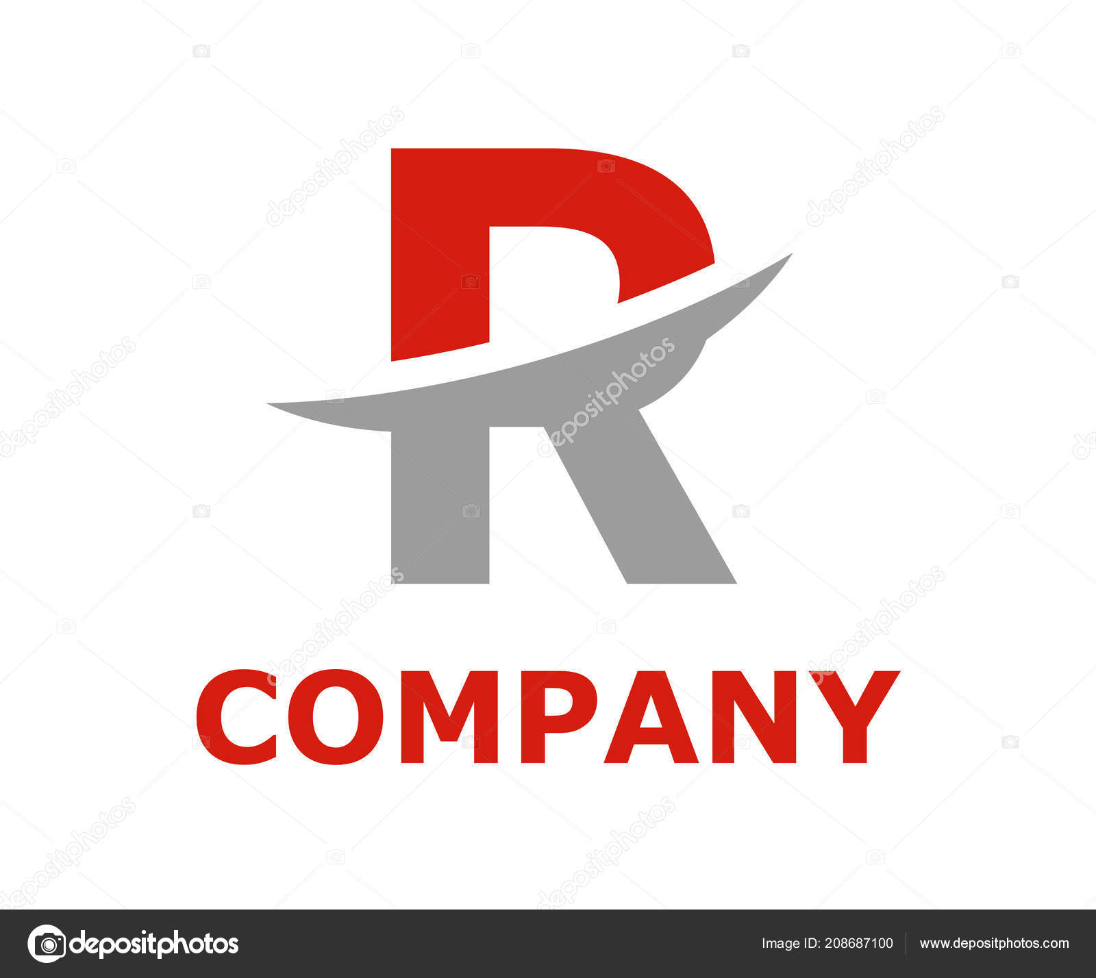 Red Light Grey Color Logo Symbol Slice Type Letter Blade Stock Vector ...