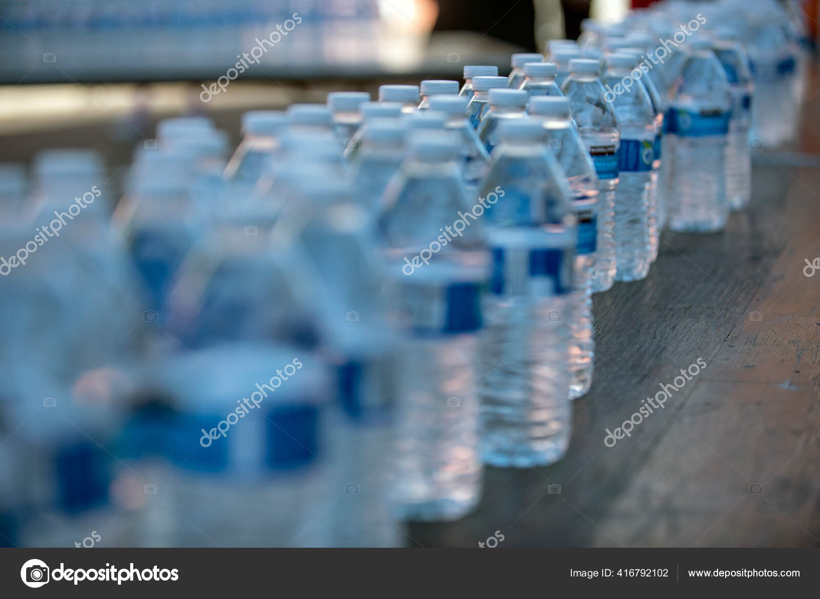 Single Use Plastic Water Bottles Drinking Water Lined Waiting ...