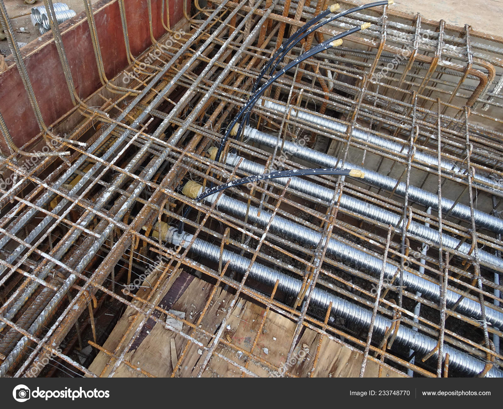 Pre Stress Cable Laid Ducting Install Slab Steel Reinforcement Bar ...