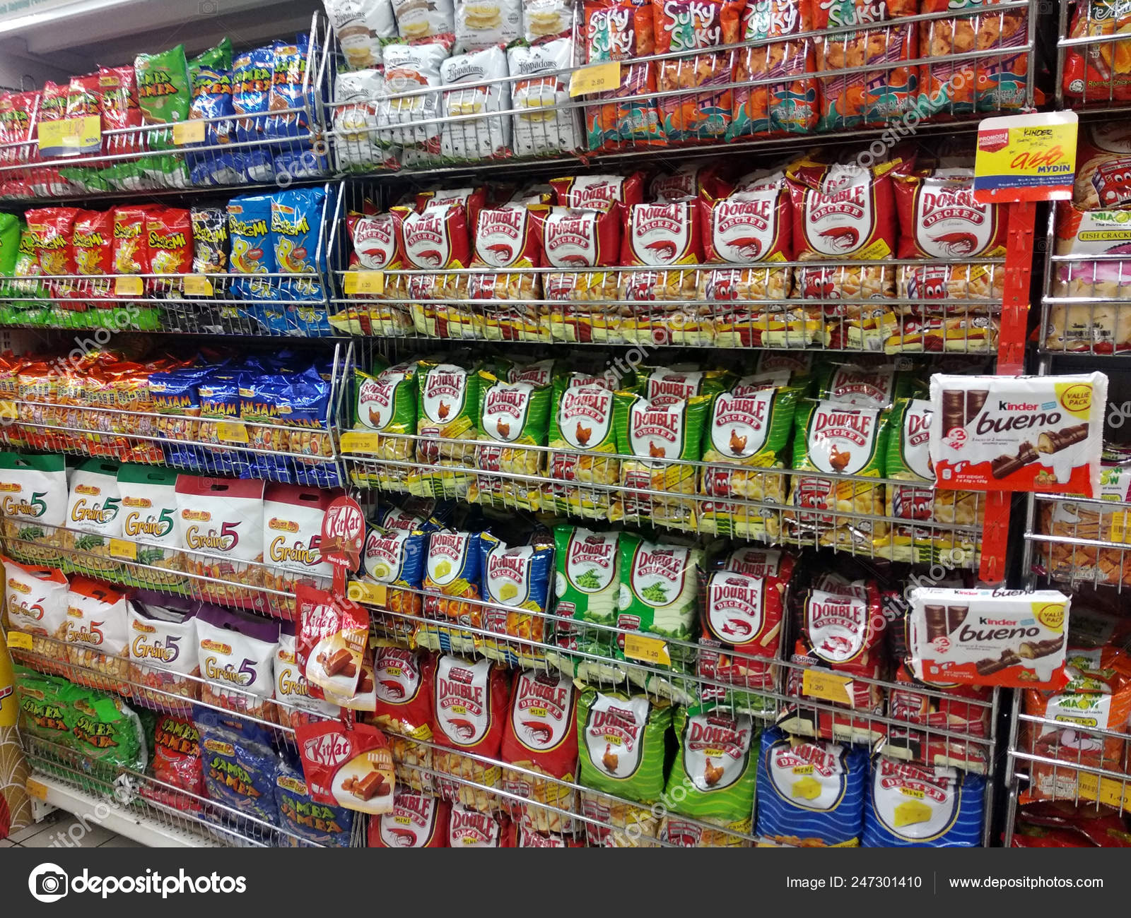 Kuala Lumpur Malaysia July 2018 Packed Miscellaneous Junk Foods Snacks ...