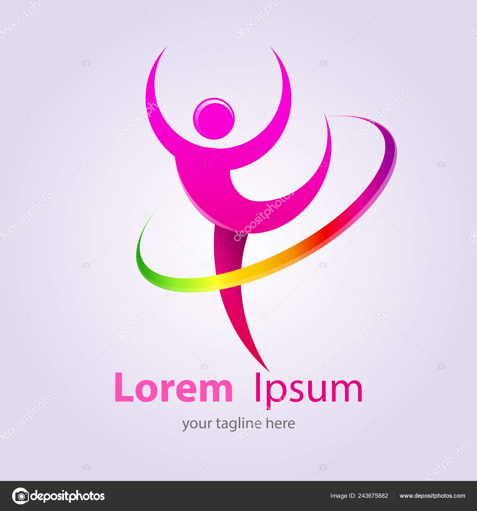 Vector Abstract Gymnasts Ribbon Gymnastic Movements Logos Symbols ...