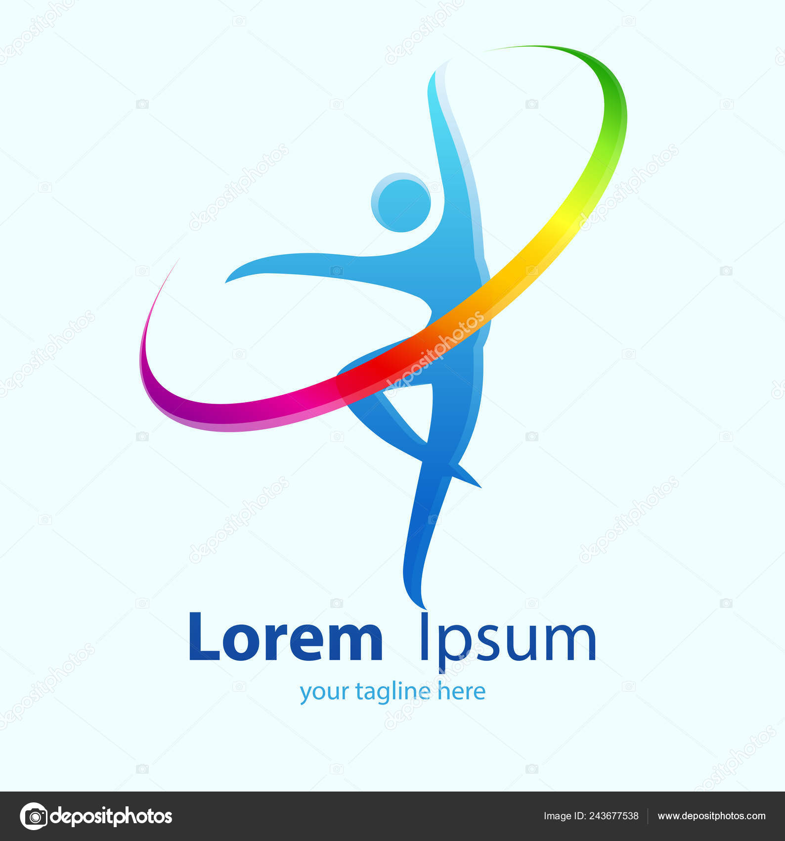Stok Ilustrasi Vektor Abstrak Senam Dengan Pita Melakukan Gerakan Senam ...