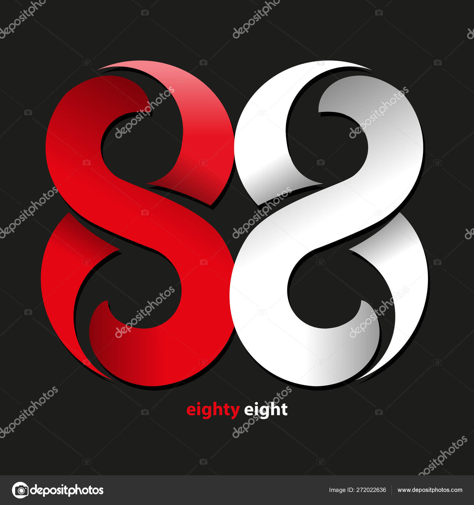 Vector Abstract Red White Eighty Eight Number Symbol Icon Stock Vector ...