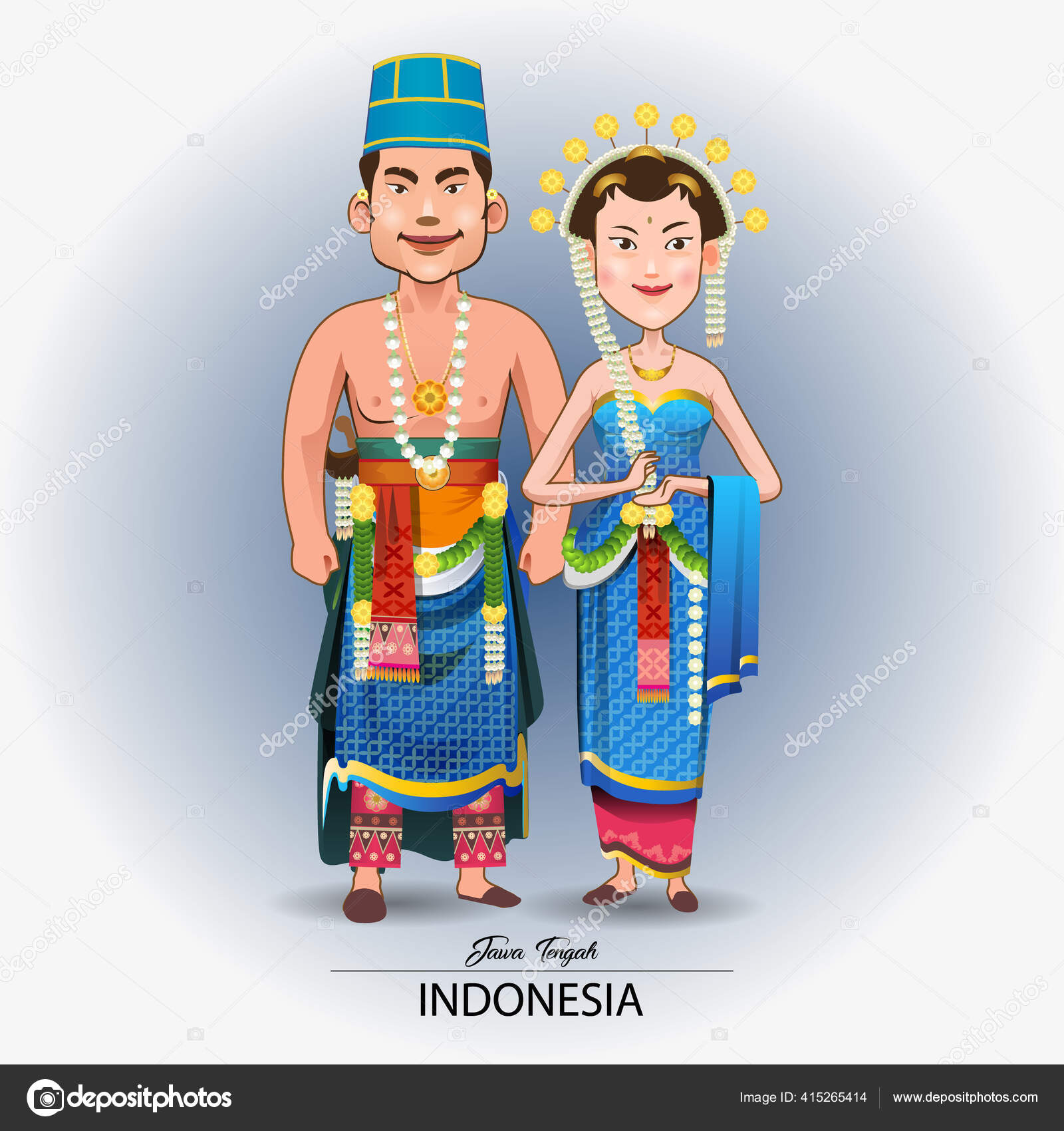 Vector Illustration Traditional Javanese Wedding Dress Stock Vector by ©msjeje 415265414