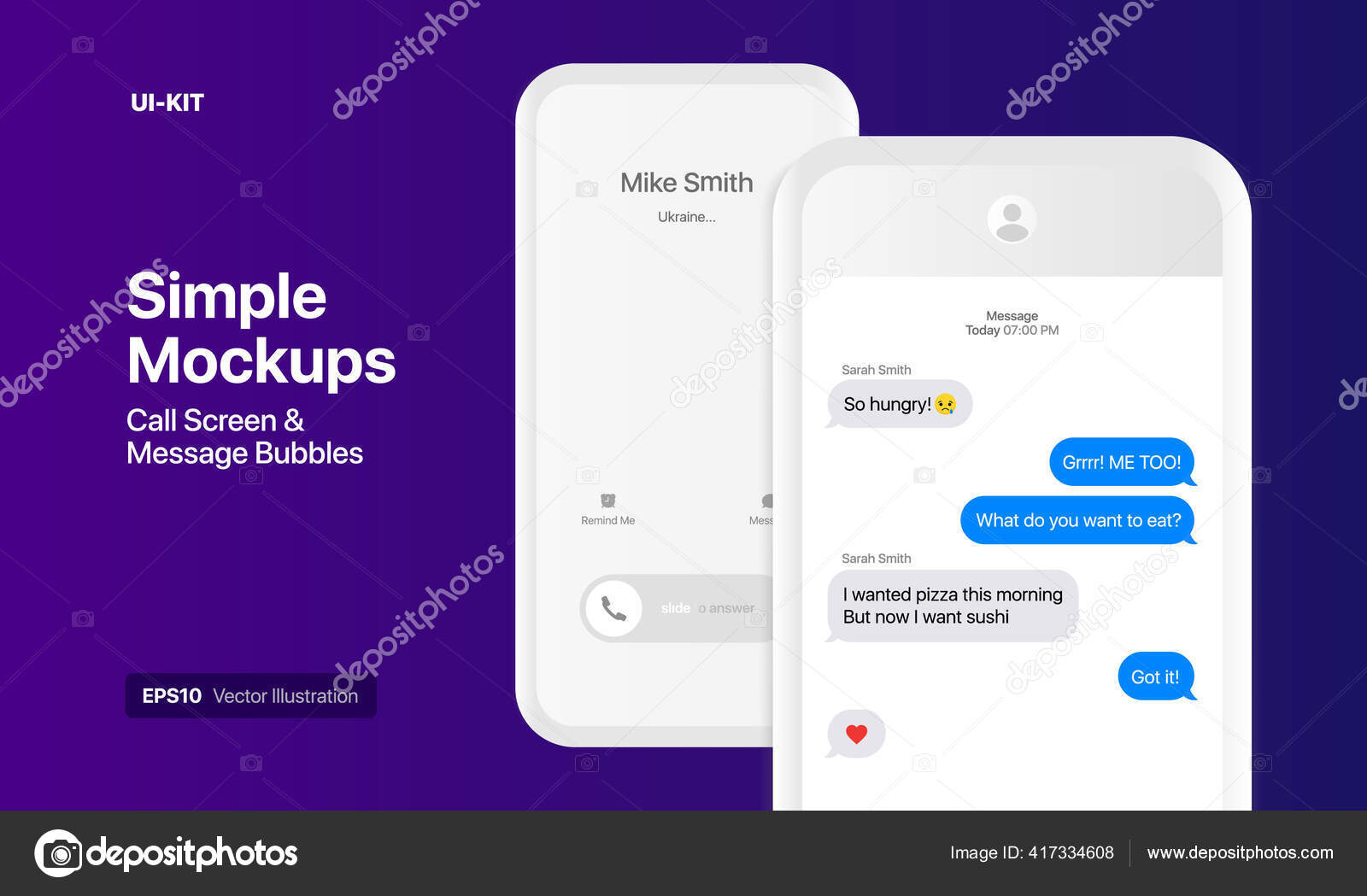 IPhone Call Screen And iMessage UI Design Interface Concept Stock ...
