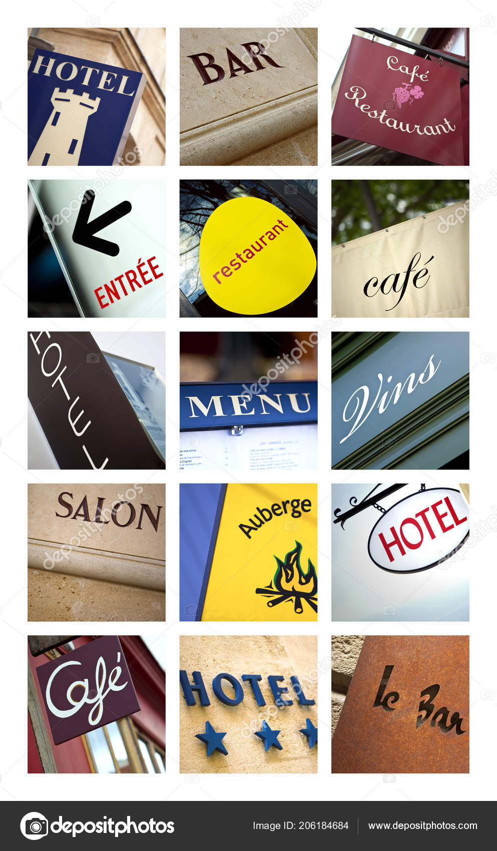 Restaurant Hotel Signs Collage Stock Photo by ©jacquespalut 206184684