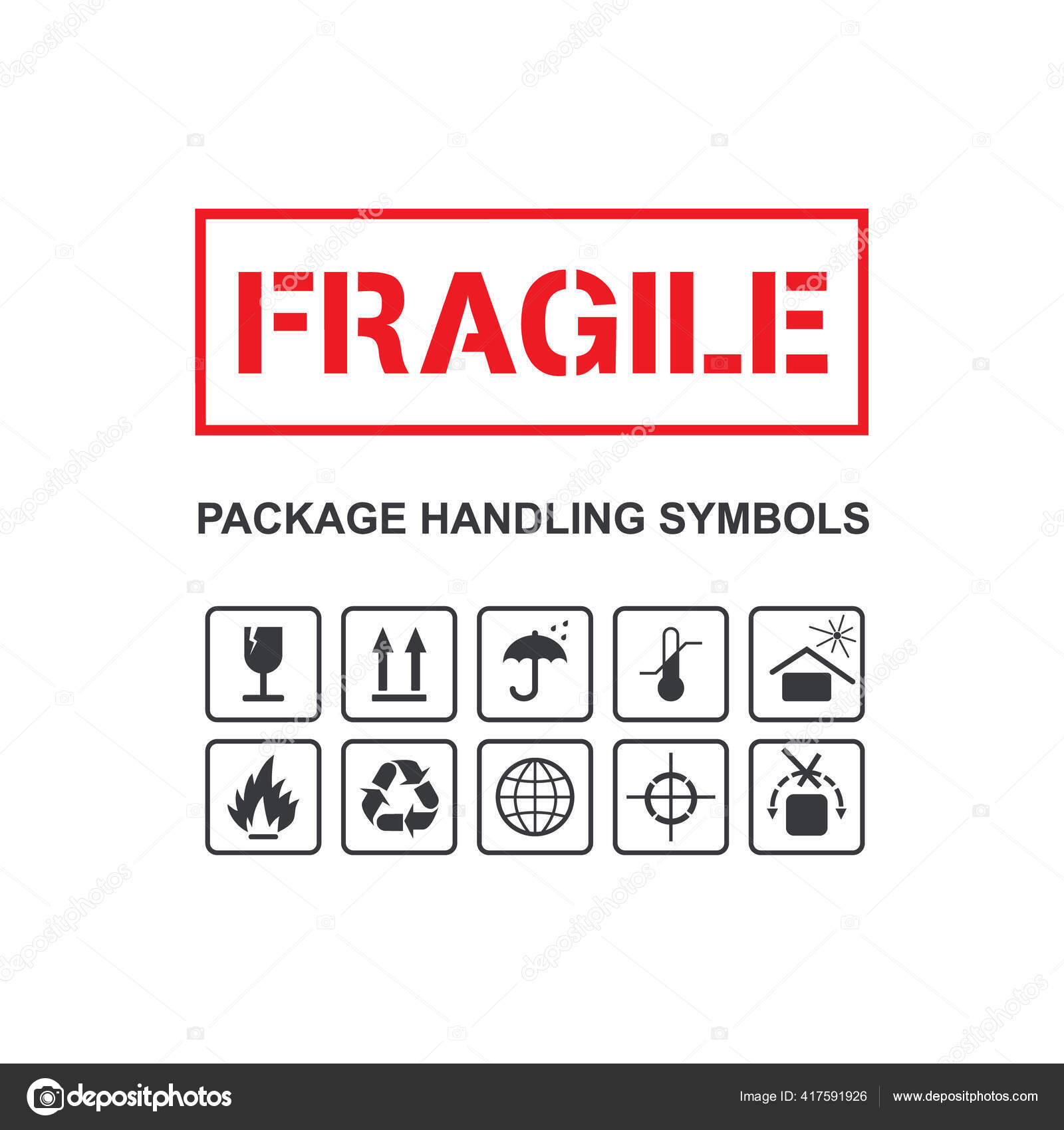 Fragile Package Symbols Delivery Parcel Stock Vector by ©akirra28 417591926