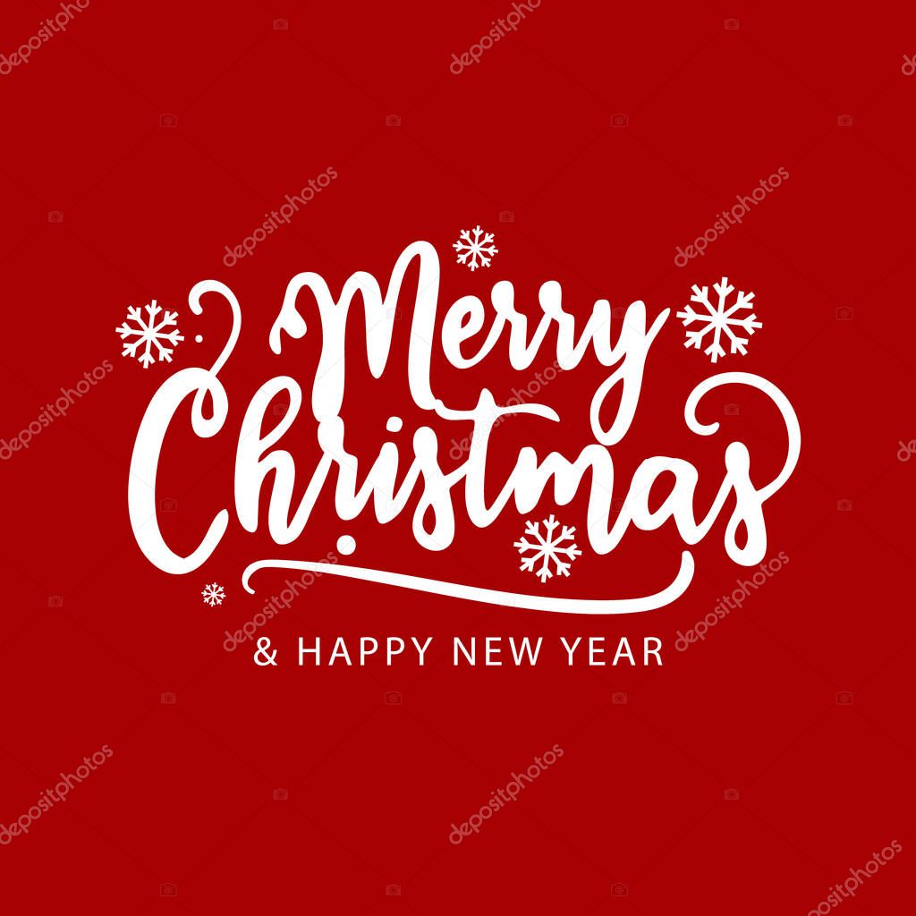 Feliz Navidad mano dibujado caligrafía cepillo moderno. Letras rojas ...