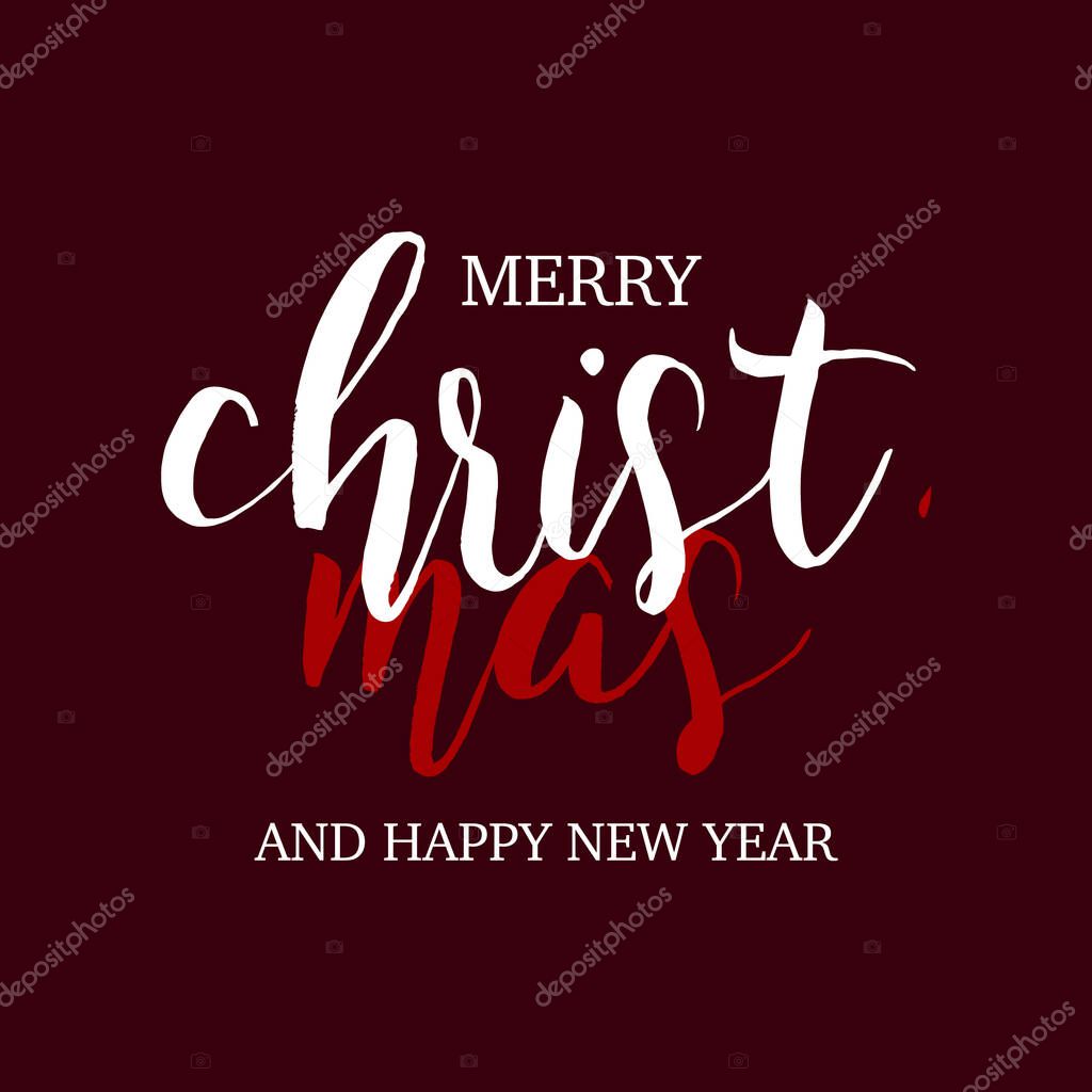 Feliz Navidad mano dibujado caligrafía cepillo moderno. Letras rojas ...