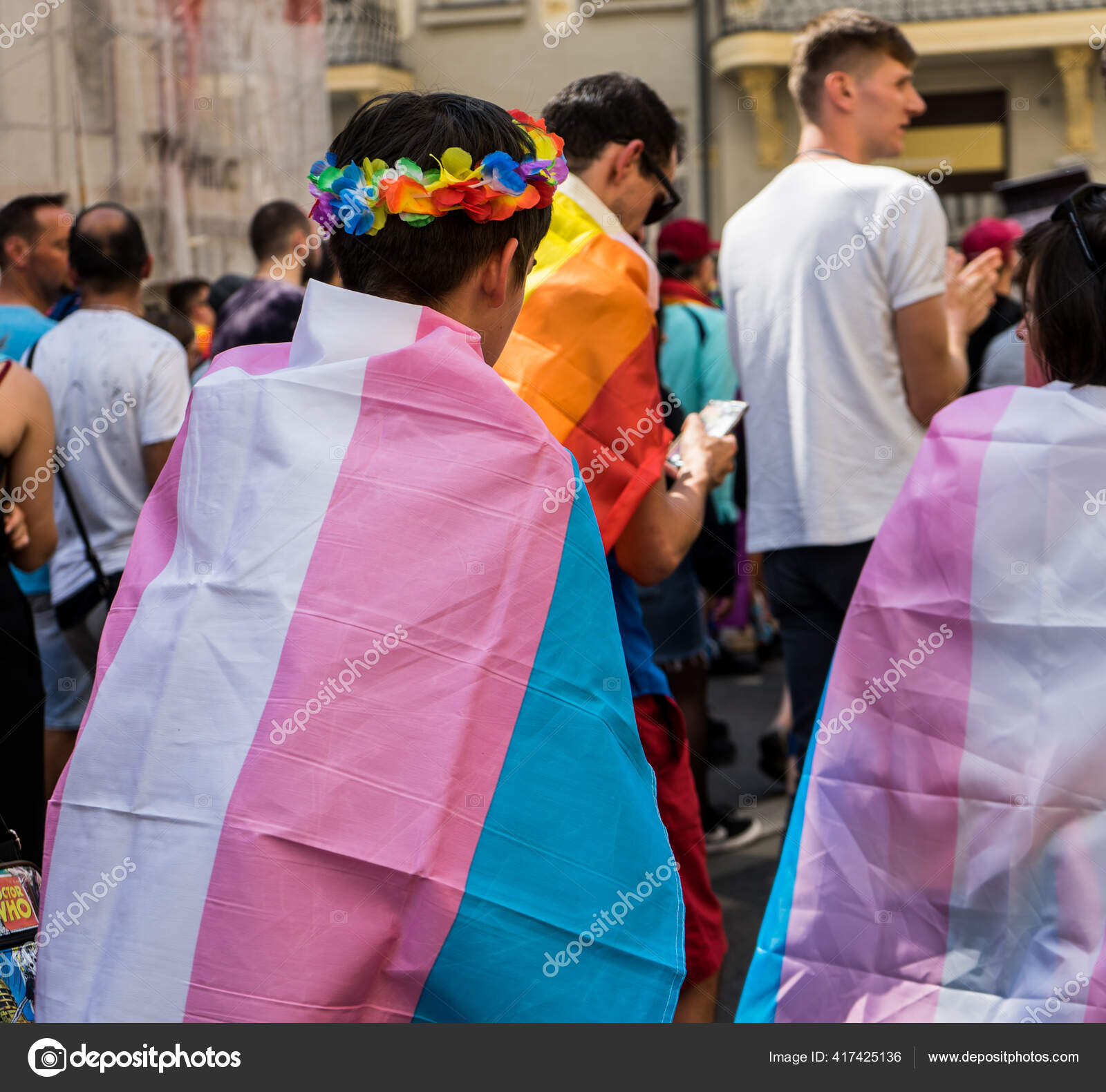 Transgender Flag Back Trans Guy Pride Festival March — Stock Editorial ...