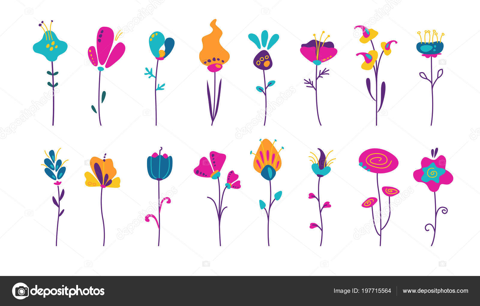 Cute abstract flowers in trendy colors. Stock Vector Image by ©lilu330 ...