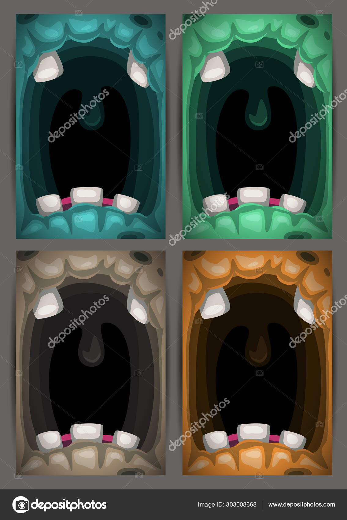 Retro posters in horror style. Creepy Halloween vertical frames. Scary ...