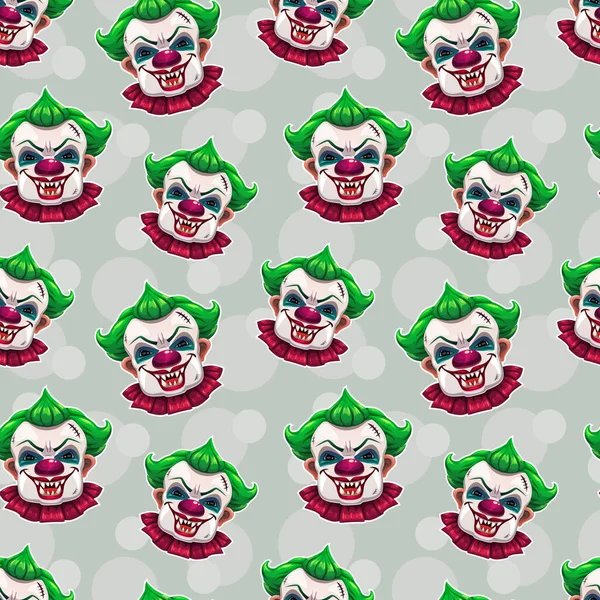 Seamless pattern with scary clown faces on the white background. Stock ...