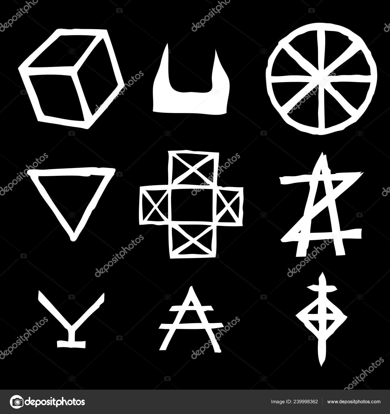 Set Old Norse Scandinavian Runes Imaginary Version Runic Alphabet ...