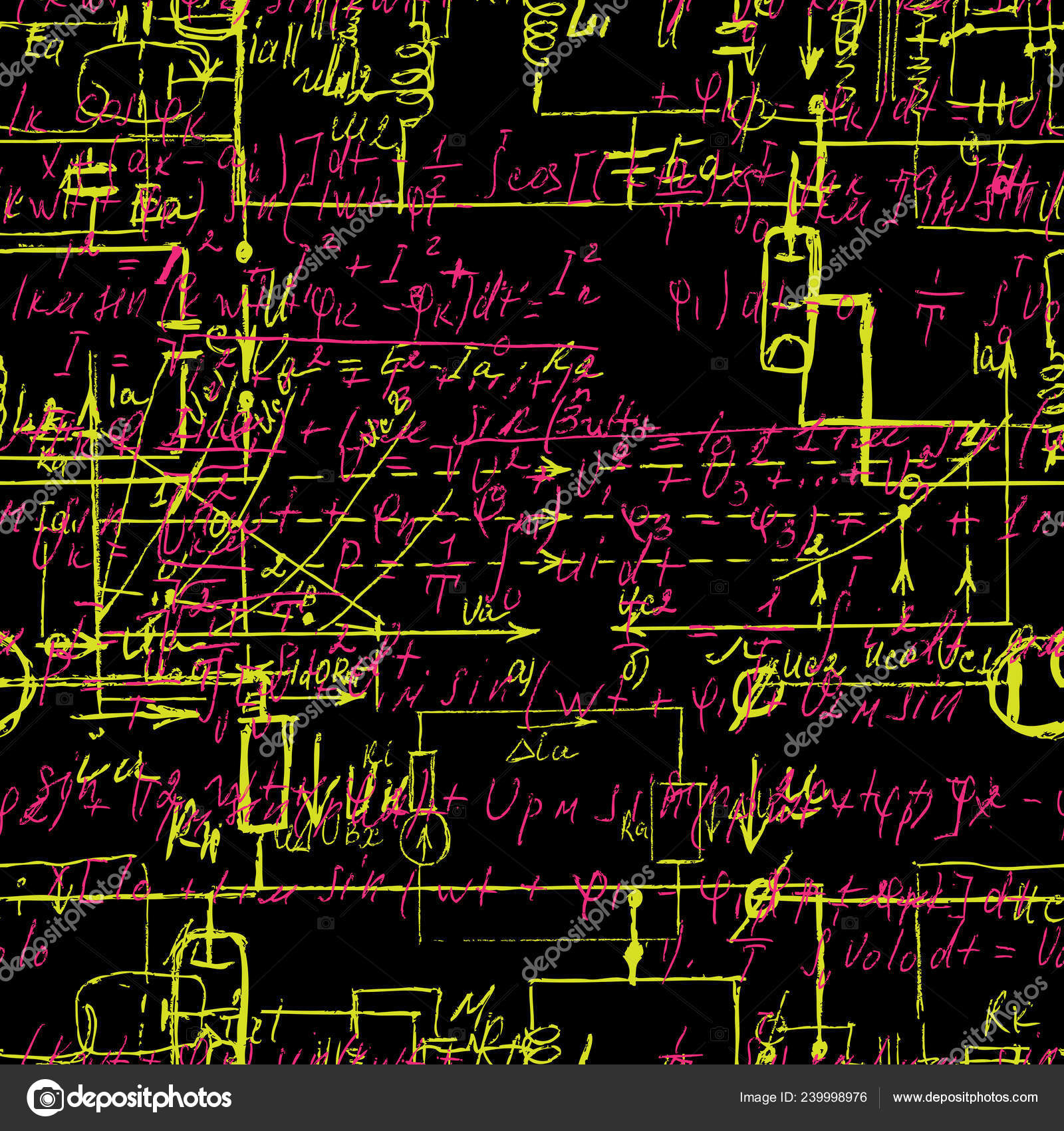 Scientific Seamless Color Background Handwritten Mathematical Physical ...