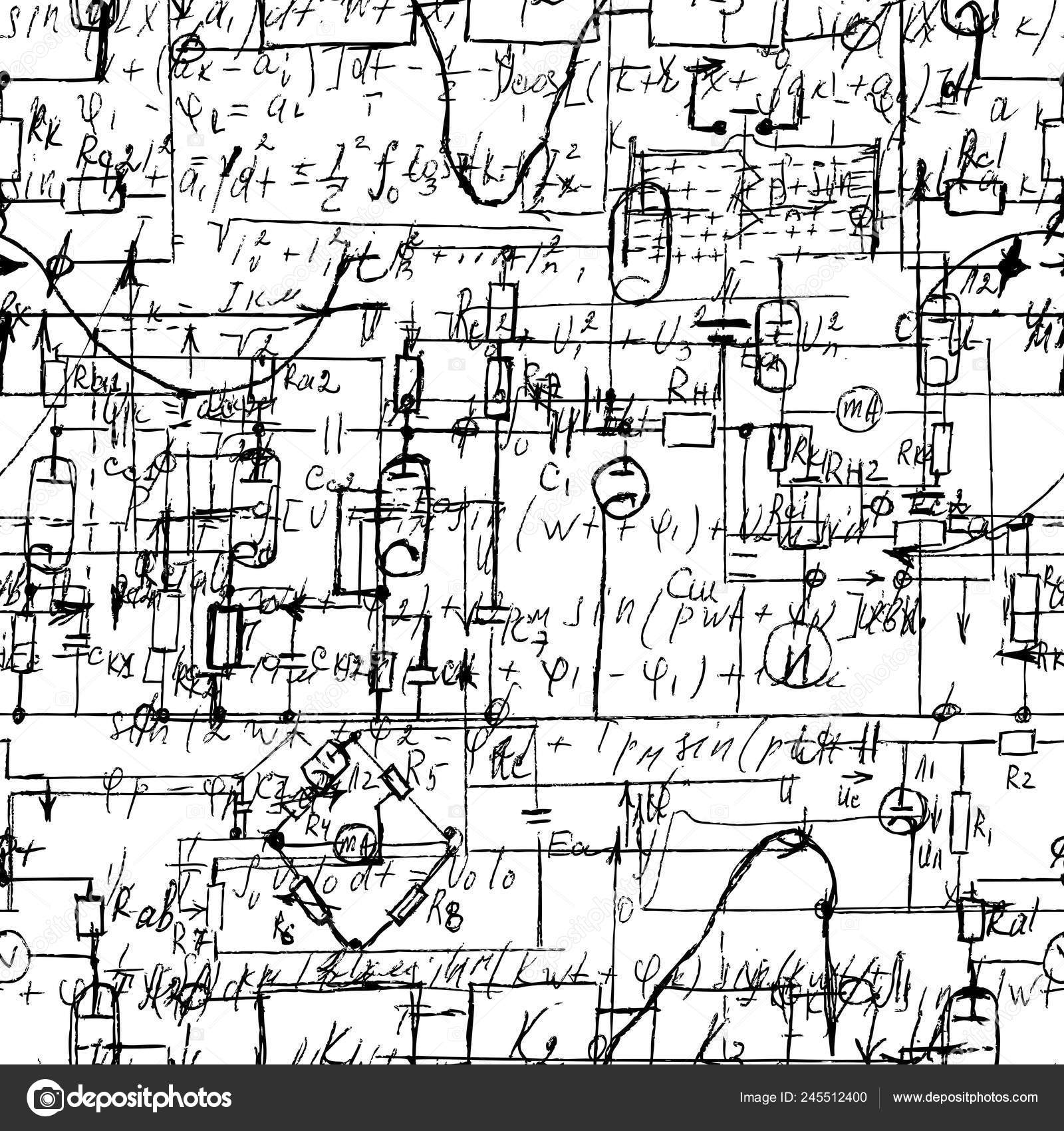 Scientific Seamless Texture Handwritten Formulas Electronic Components ...