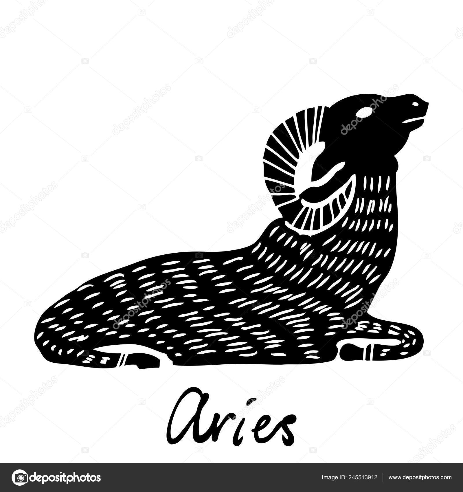 Aries Zodiac Hand Drawing Sign Horoscope Usable Mystic Occult Palmistry ...