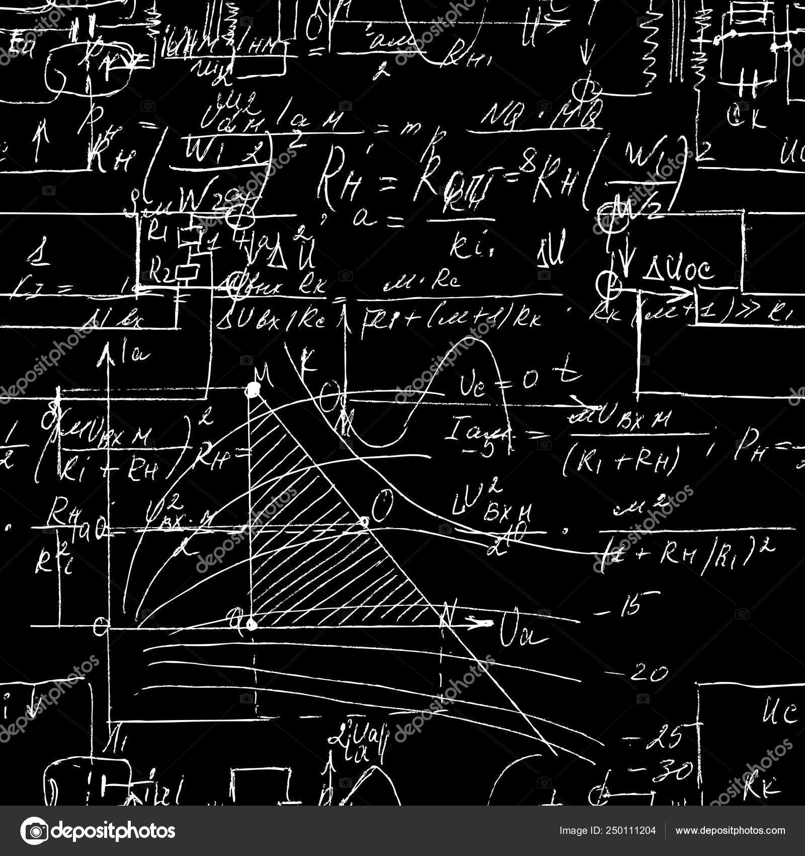 Scientific seamless texture with handwritten formulas and electr Stock ...