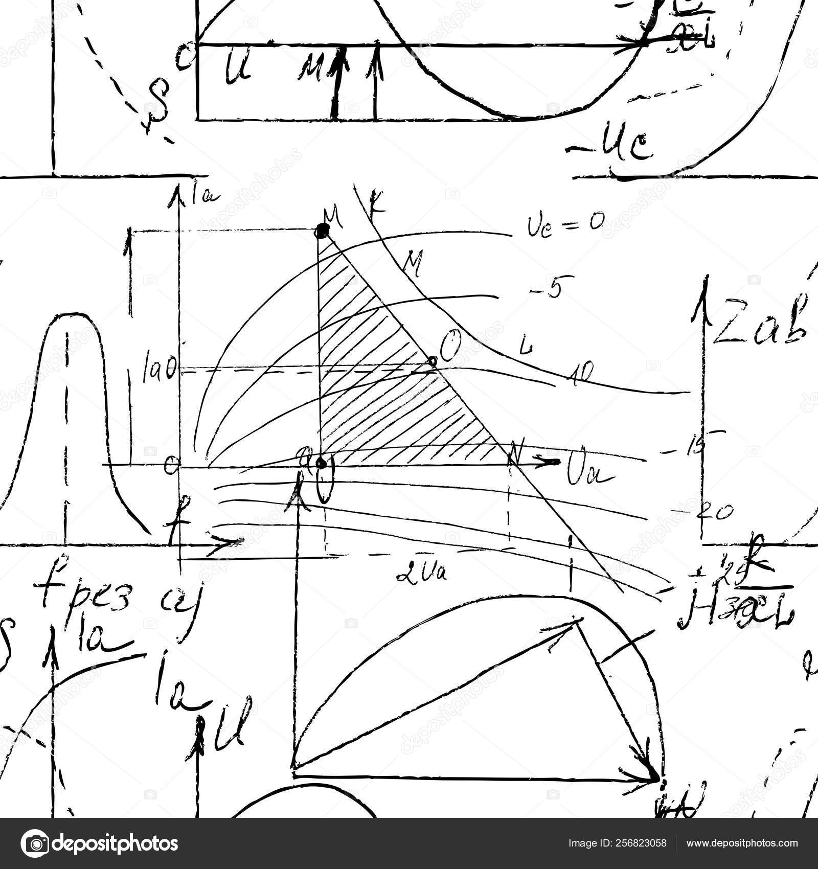 Mathematical seamless texture with handwritten math, algebra and Stock ...