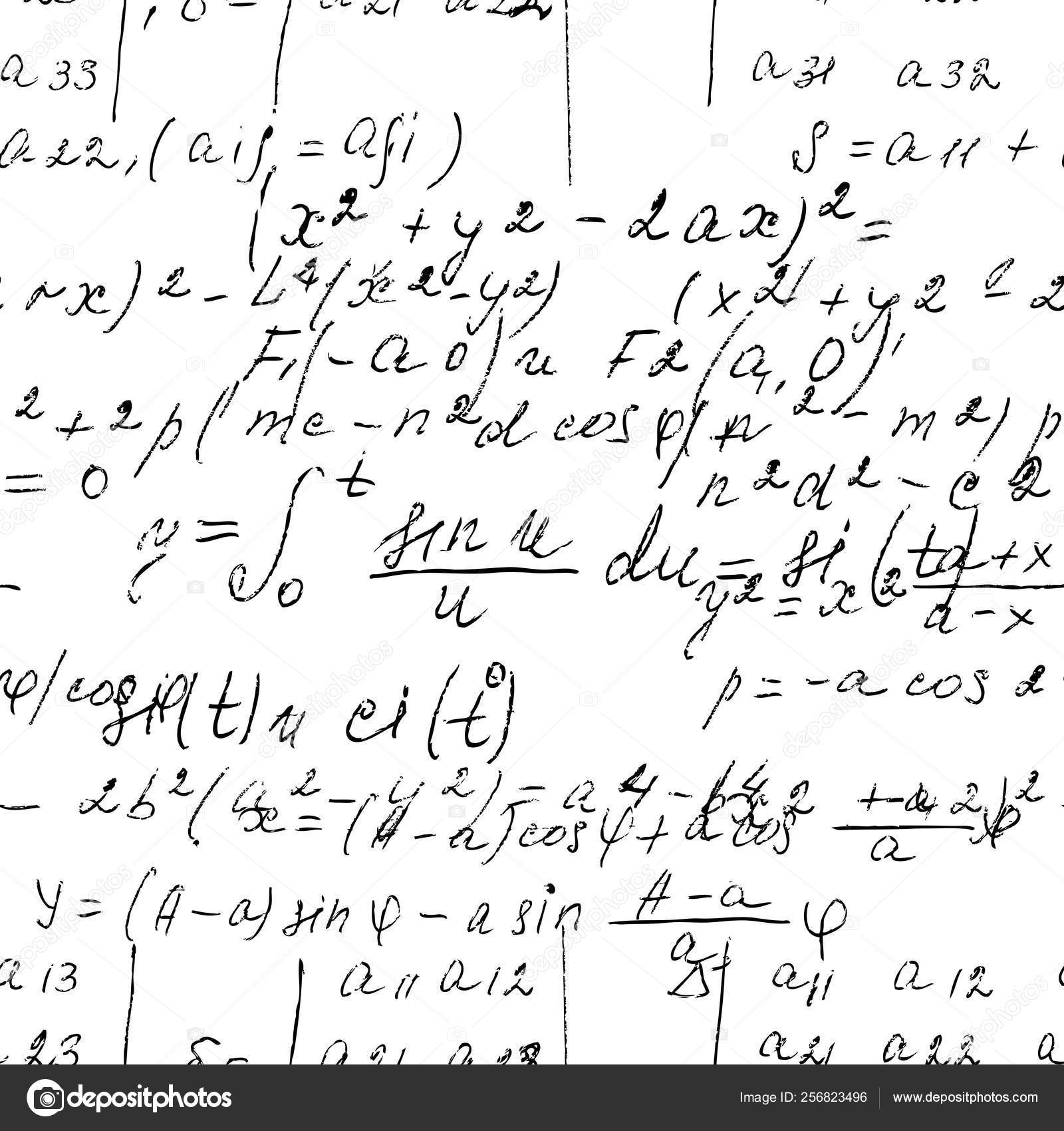 Matemáticas tablero sin costura con escrito a mano matemática y física ...
