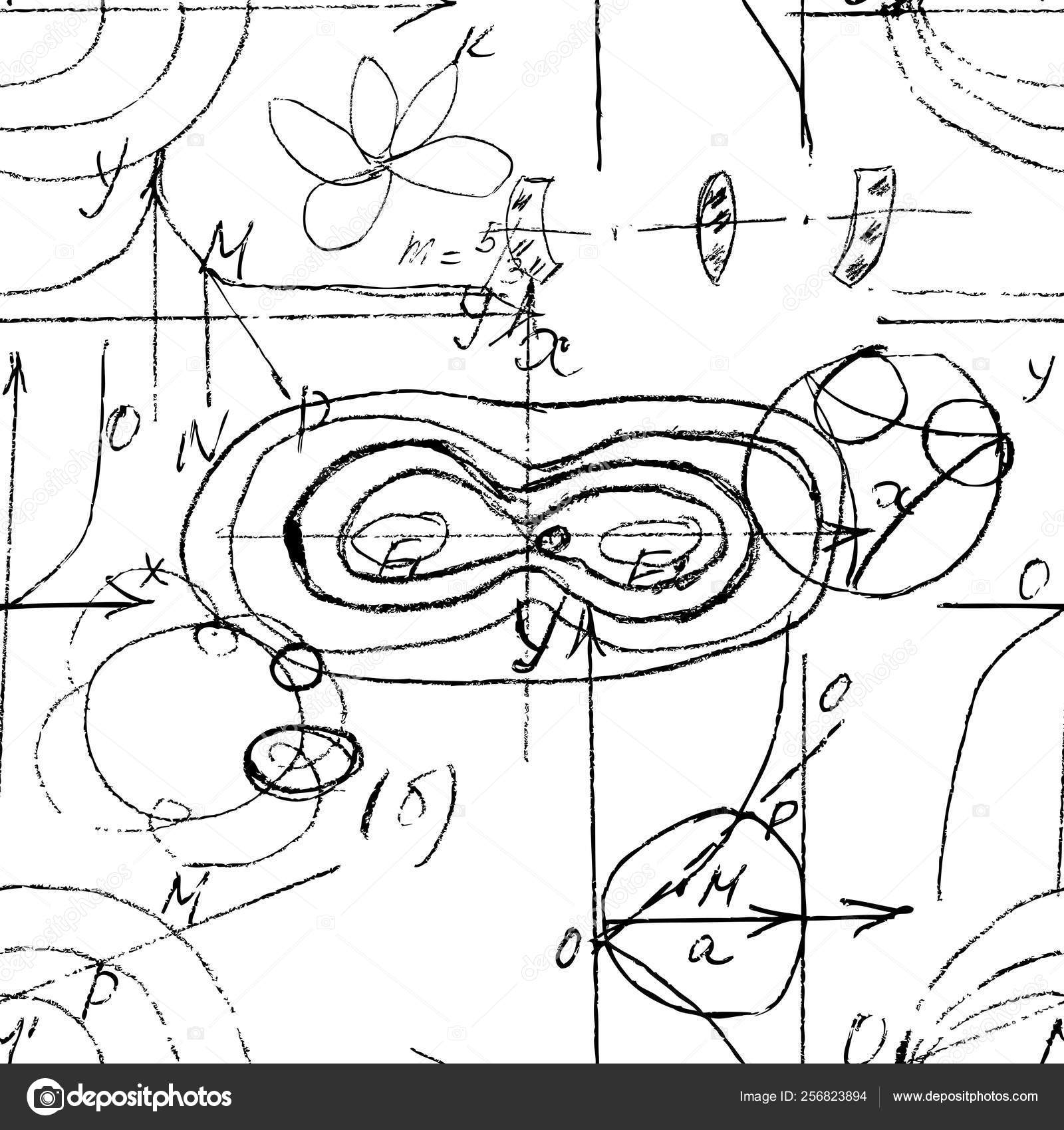 Mathematical seamless texture with handwritten math, algebra and Stock ...