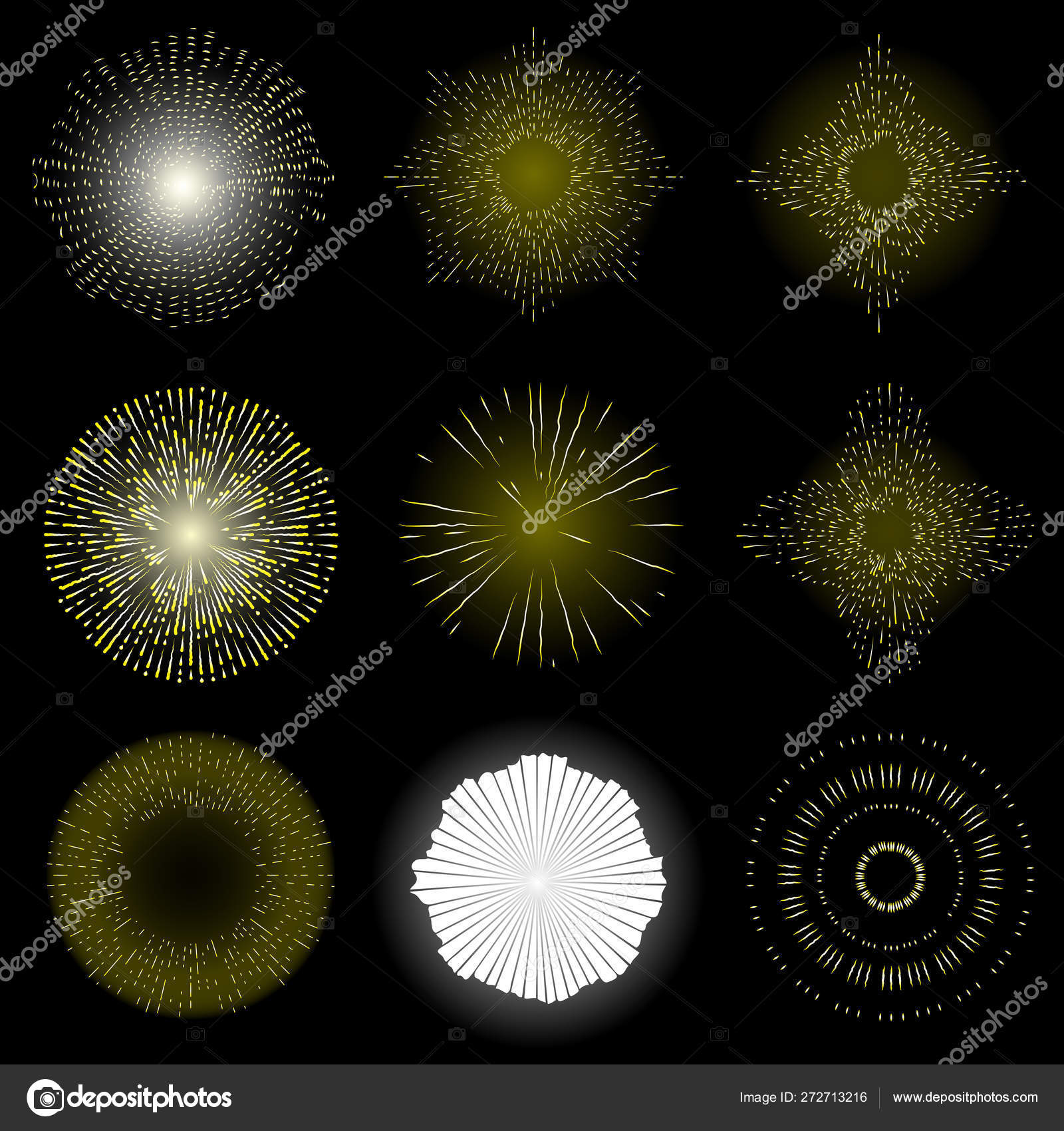 Rays of halo light and catholic rays set isolated on black. Art Stock ...