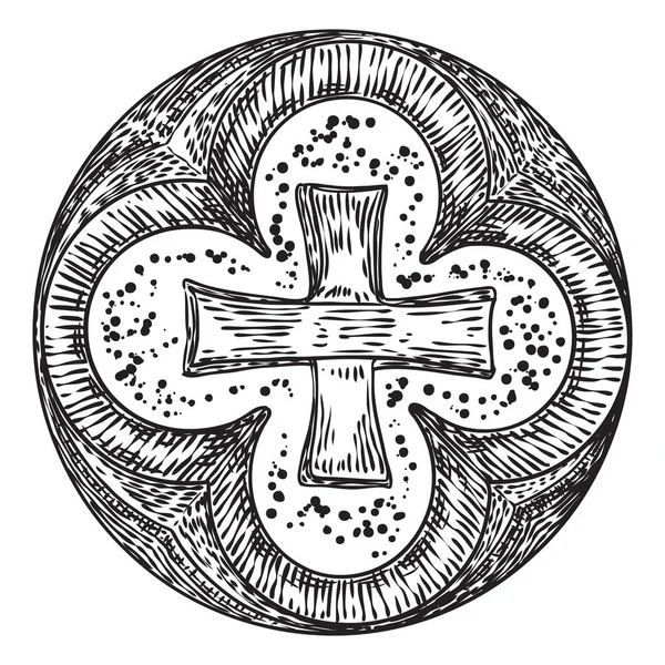 Set of decorative symbols. Circular decorative Christian religio ...