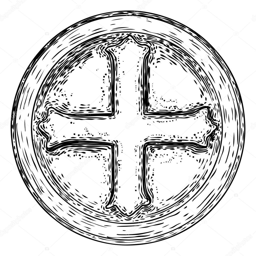 Religión cristiana decorativa circular diseño cruzado. Símbolo de ...