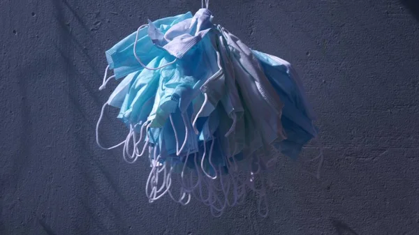 Medical Masks Table Pile Used Personal Protective Equipment Ppe ...