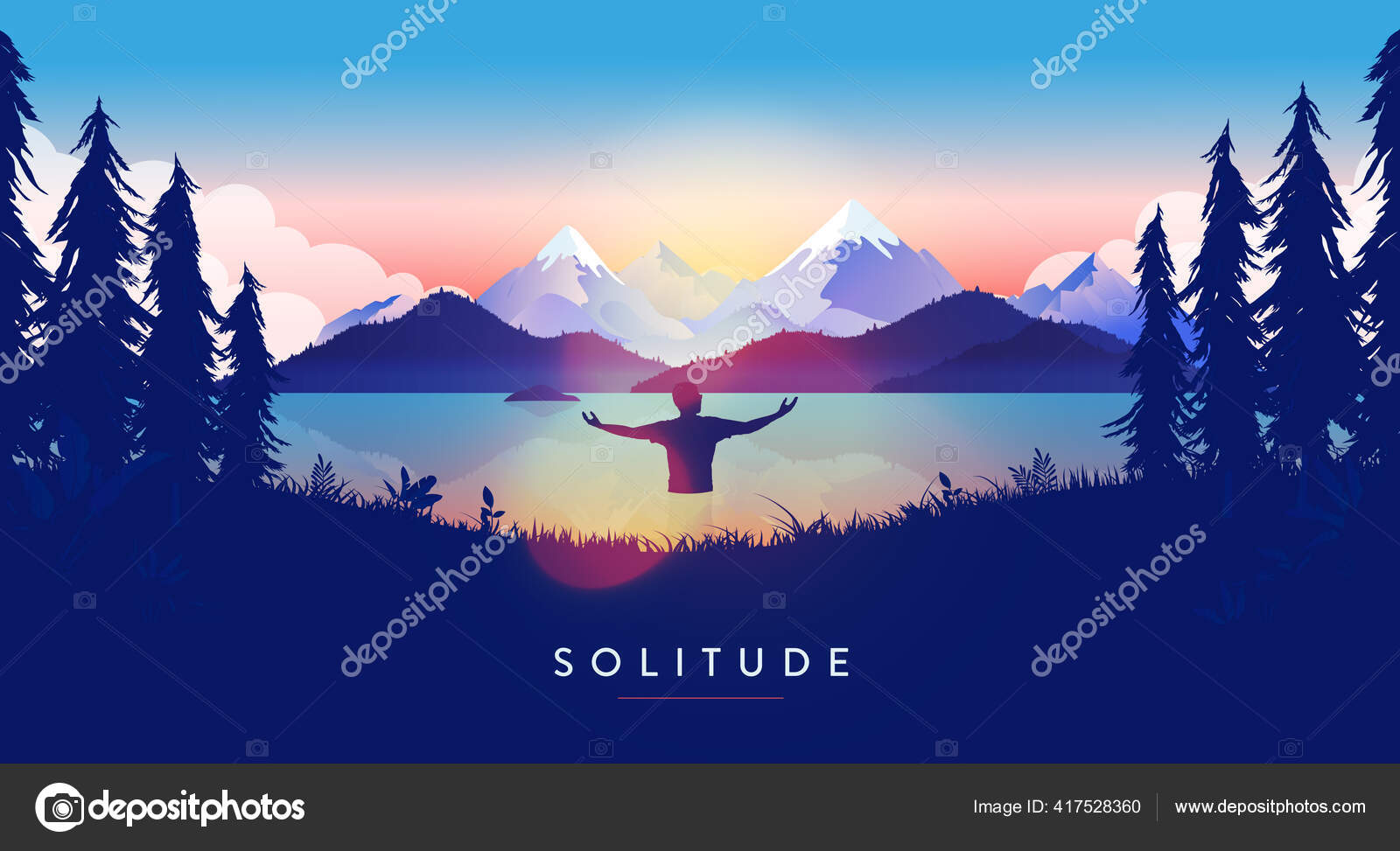 Solitude Enjoy Being Alone Nature Lonely Man Taking Bath Calm Stock ...