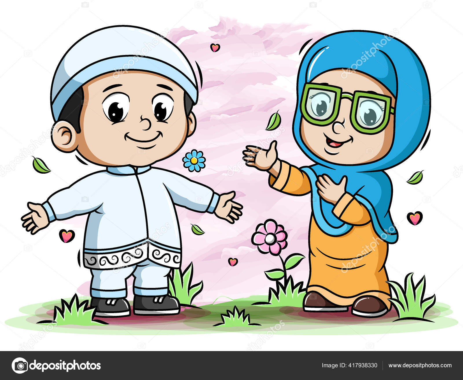 Muslim Kids Clipart In School