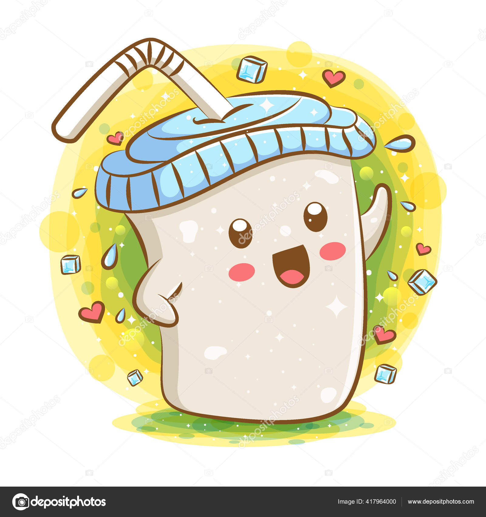 Tapioca Milk Tea Kawaii Cartoon Character Illustration Stock ...