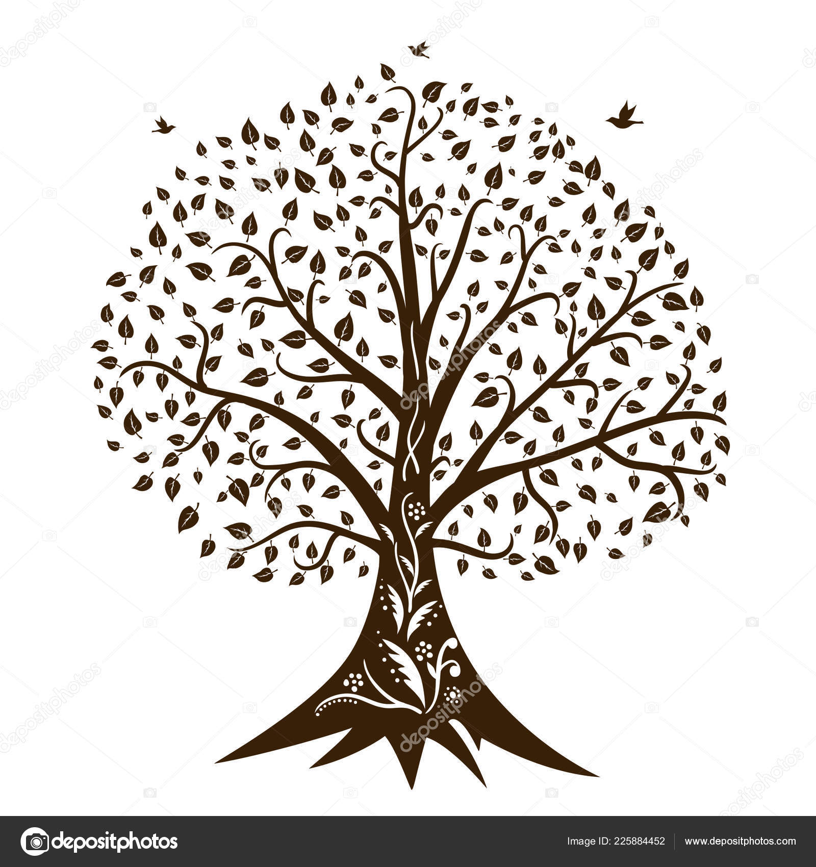 Birds Flying From Tree Silhouette