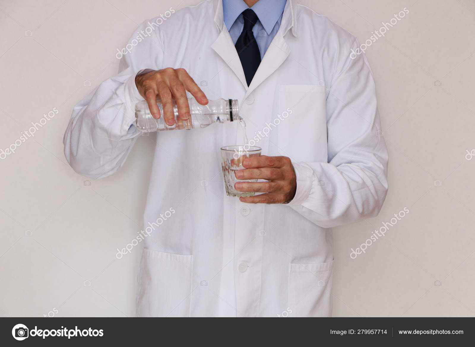 Close-up - the doctor drinks water — Stock Photo © Toberto #279957714