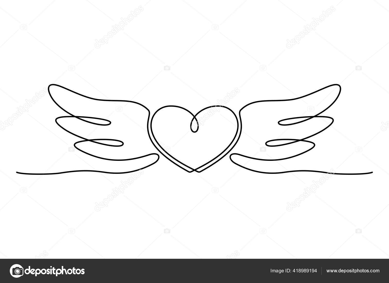 Hjerte Med Vinger Tegninger