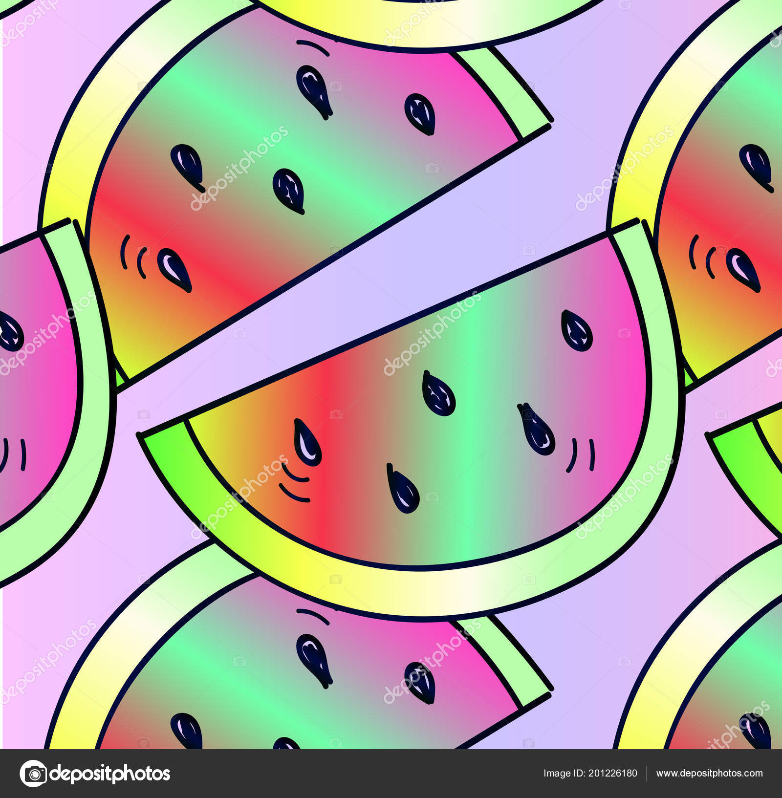 Slices Watermelon Seamless Pattern Beautiful Juicy Watermelon Gradient ...
