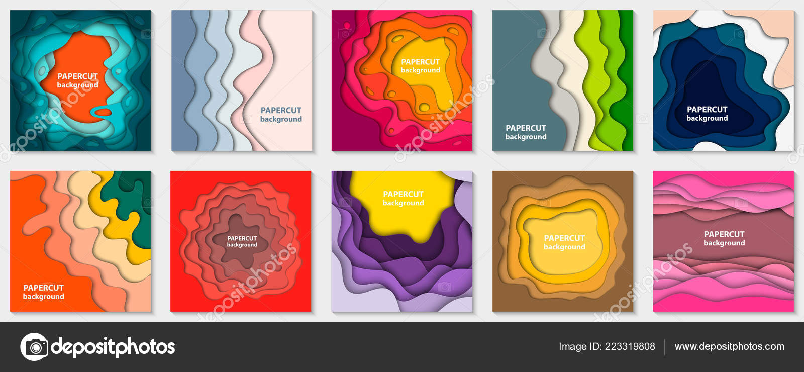 Vector Collection Backgrounds Colorful Paper Cut Shapes Abstract Paper ...