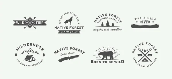 Set Vintage Camping Outdoor Adventure Logos Badges Labels Emblems Marks ...