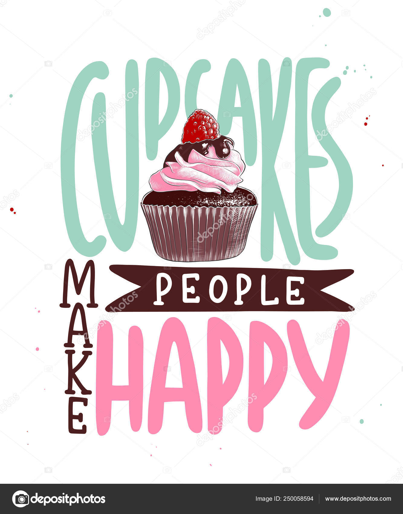 Cupcakes machen glücklich. handgeschriebene Schrift mit Cupcake ...