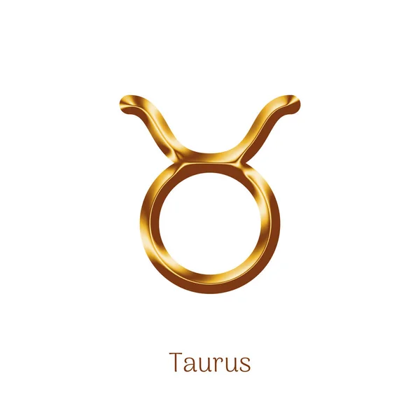 Taurus - golden astrological zodiac symbol isolated on white — Stock ...