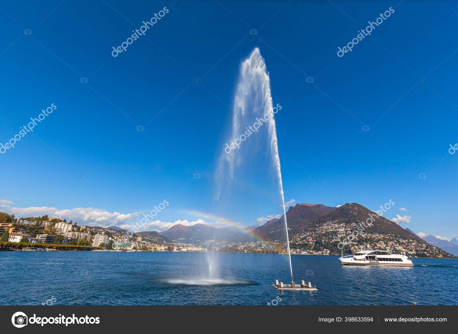 Beautiful Panorama View Lugano Lake City Mountain Monte Bre Swiss ...