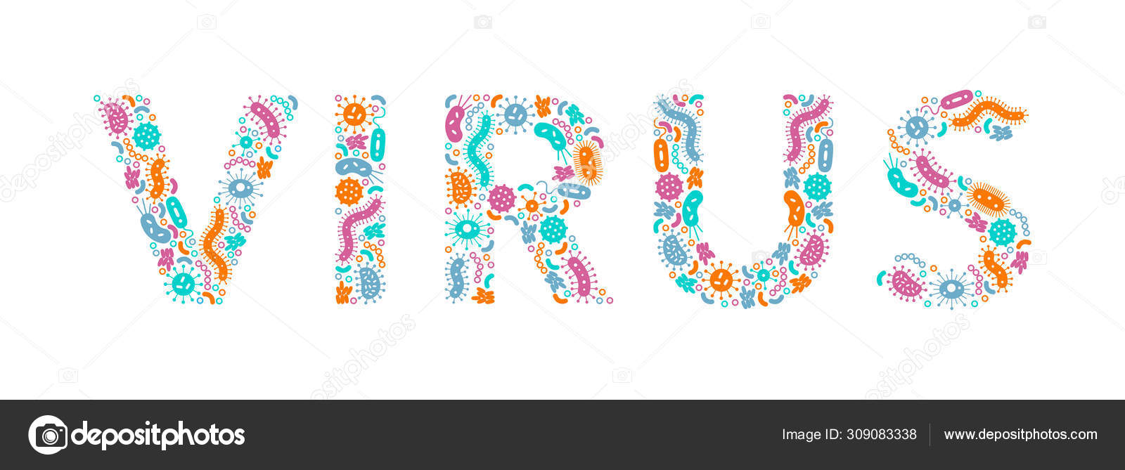 Green Orange Blue Purple Germs Bacteria Spelling Word Virus Vector ⬇ ...