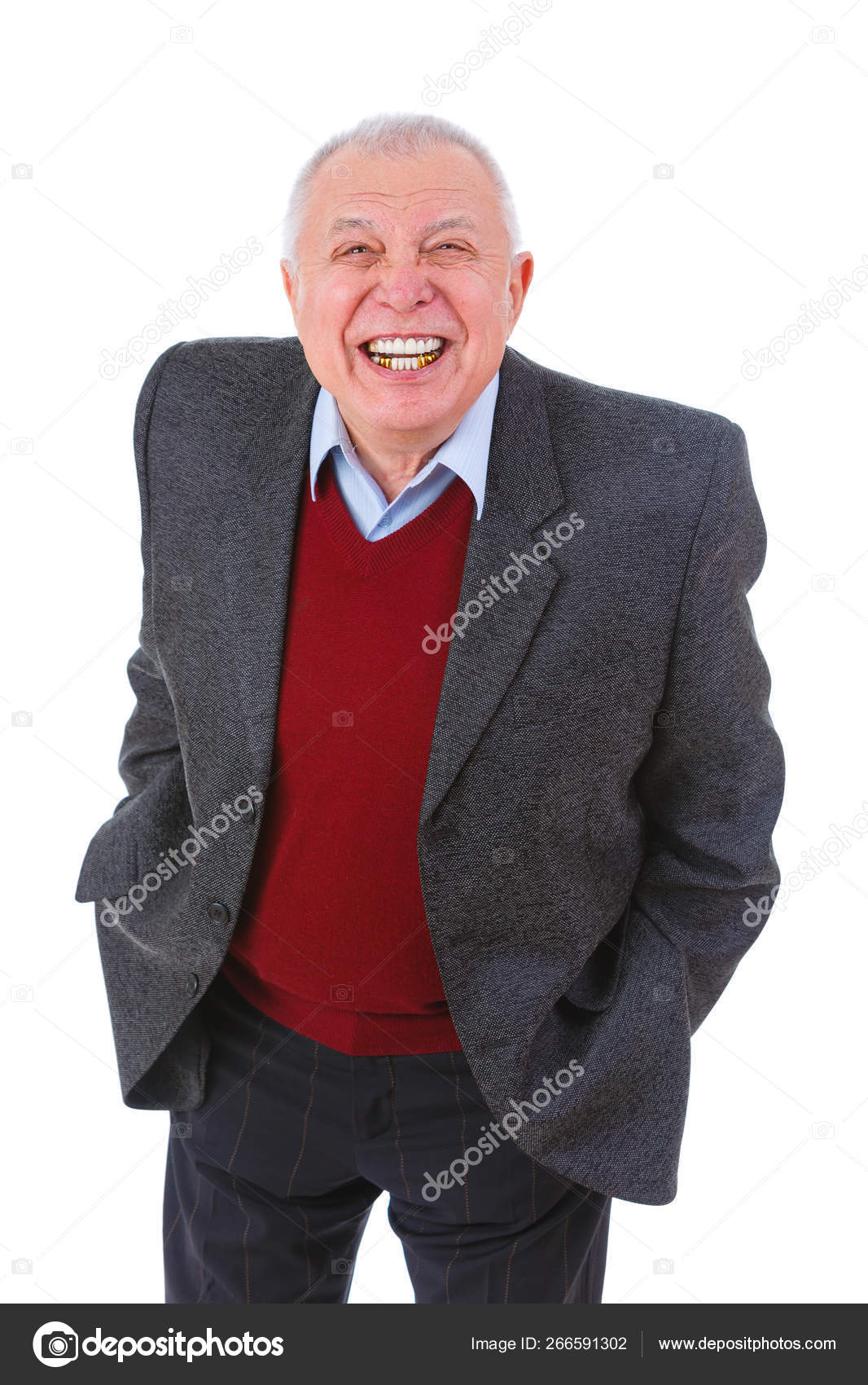 Portrait Grin Old Senior Business Man White Teeth Smile Dressed — Stock ...