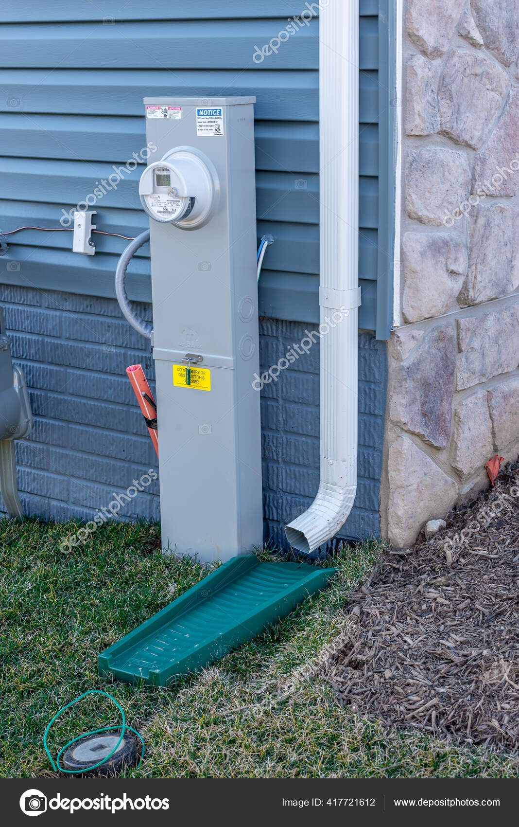 Close View Bottom Part Gutter System Downspout Vertical Pipe Carrying ...