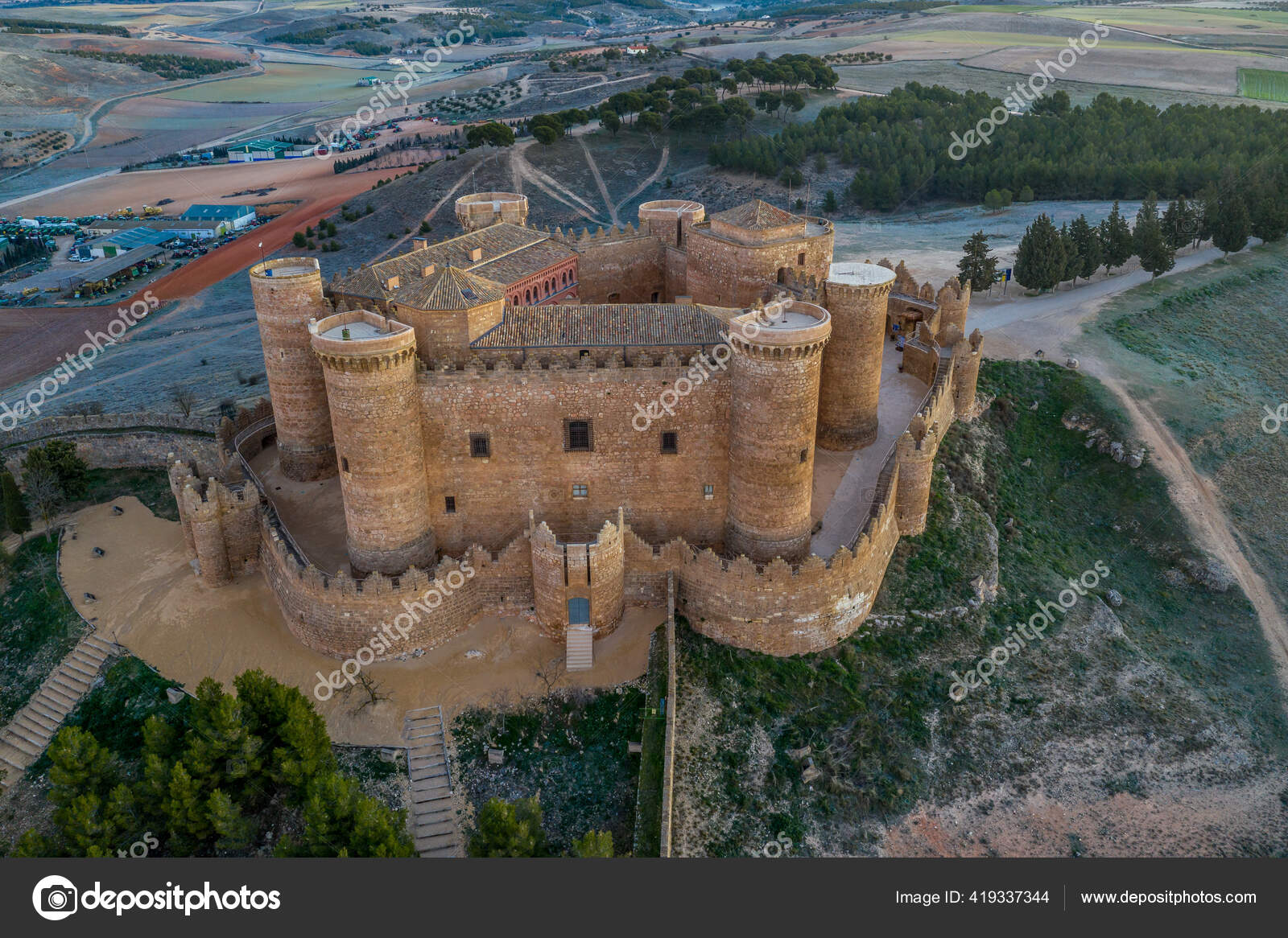 Aerial Panorama View Belmonte Castle Cuenca Province Spain Long ...