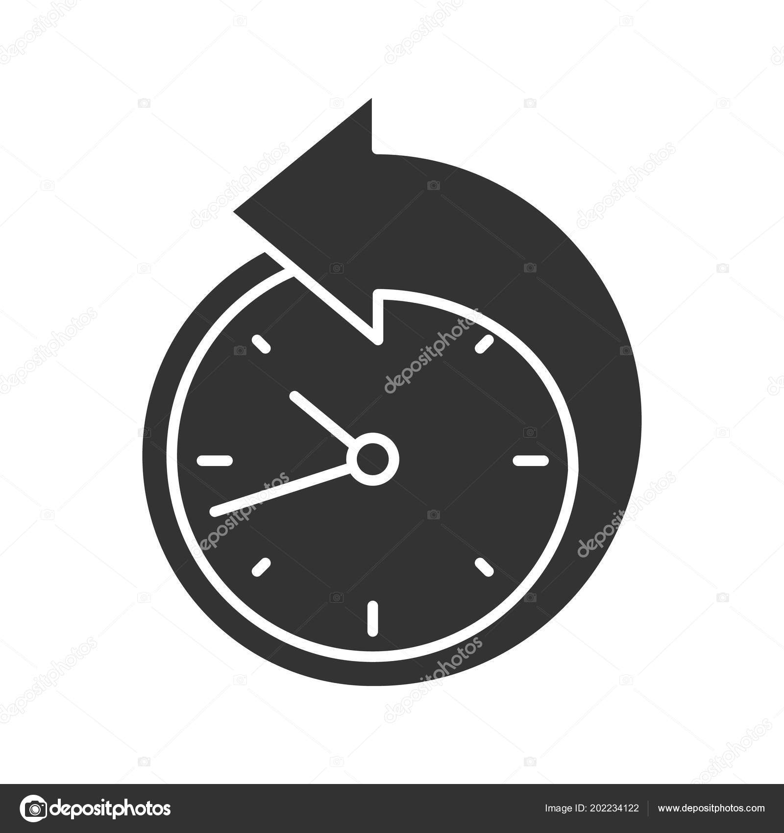 Back Arrow Clock Glyph Icon Counterclockwise Reschedule Silhouette ...