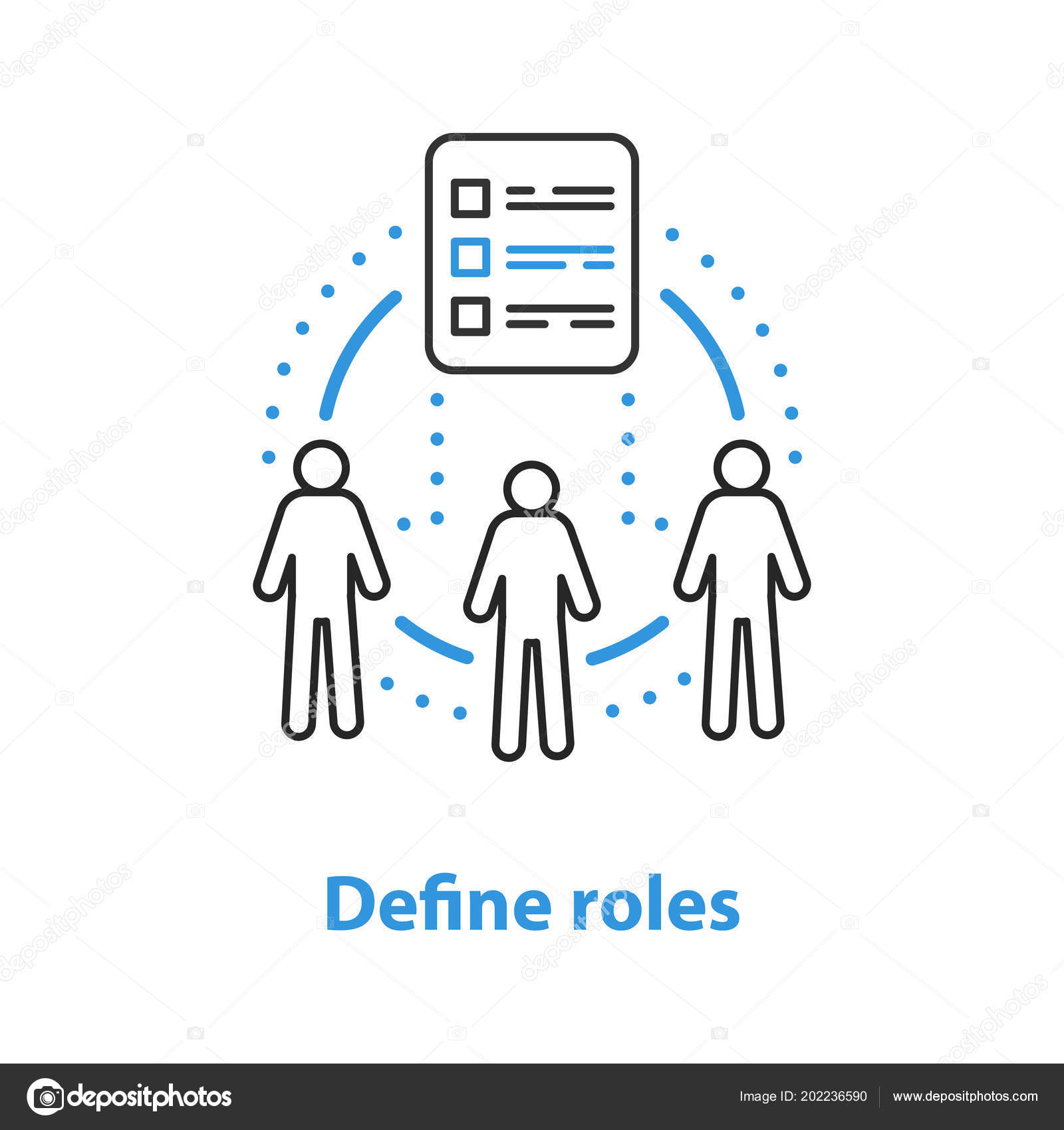 Définition Icône Concept Rôles Idée Travail Équipe Illustration Ligne ...