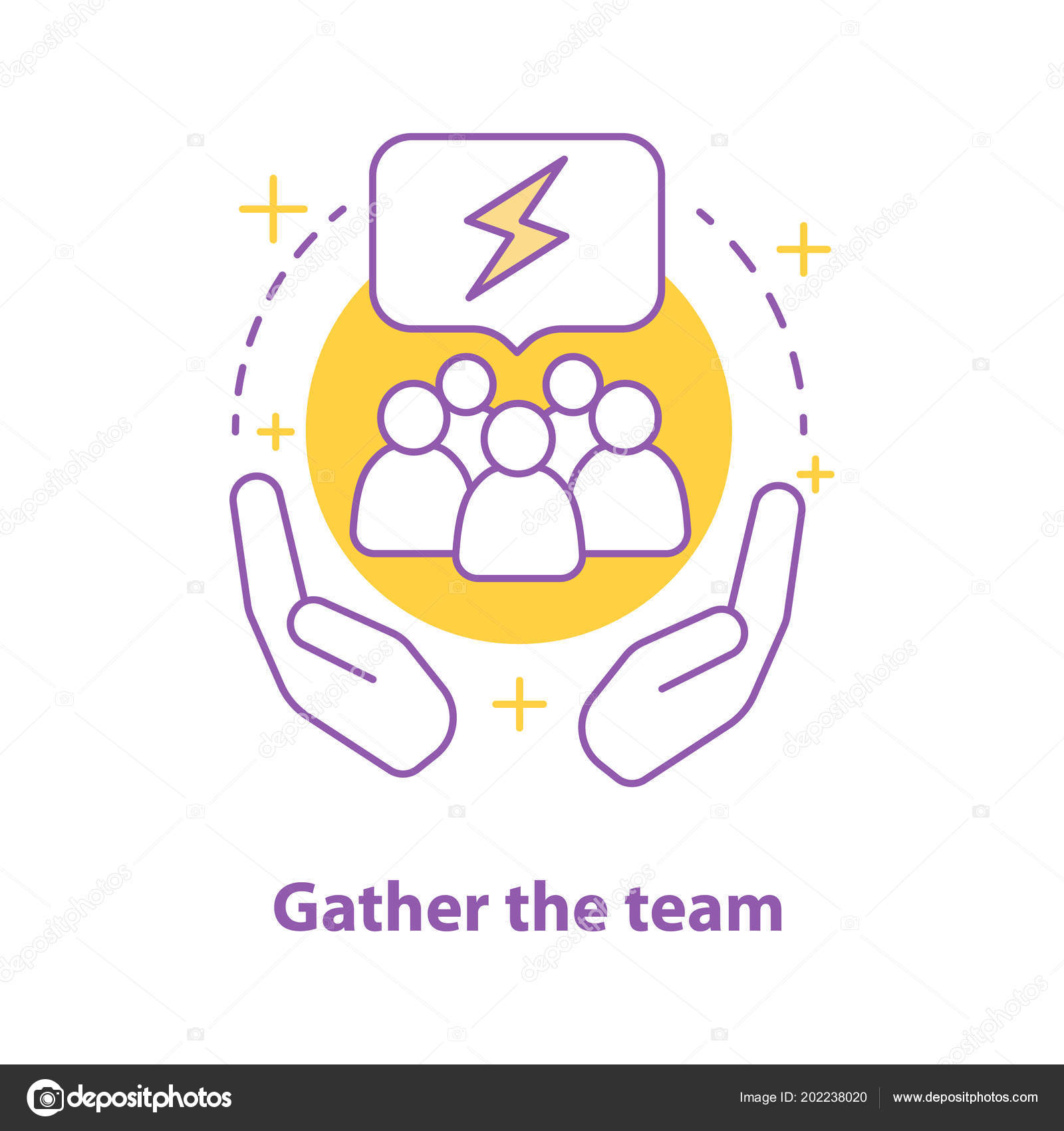 Team Gathering Concept Icon Teamwork Idea Thin Line Illustration Cupped ...