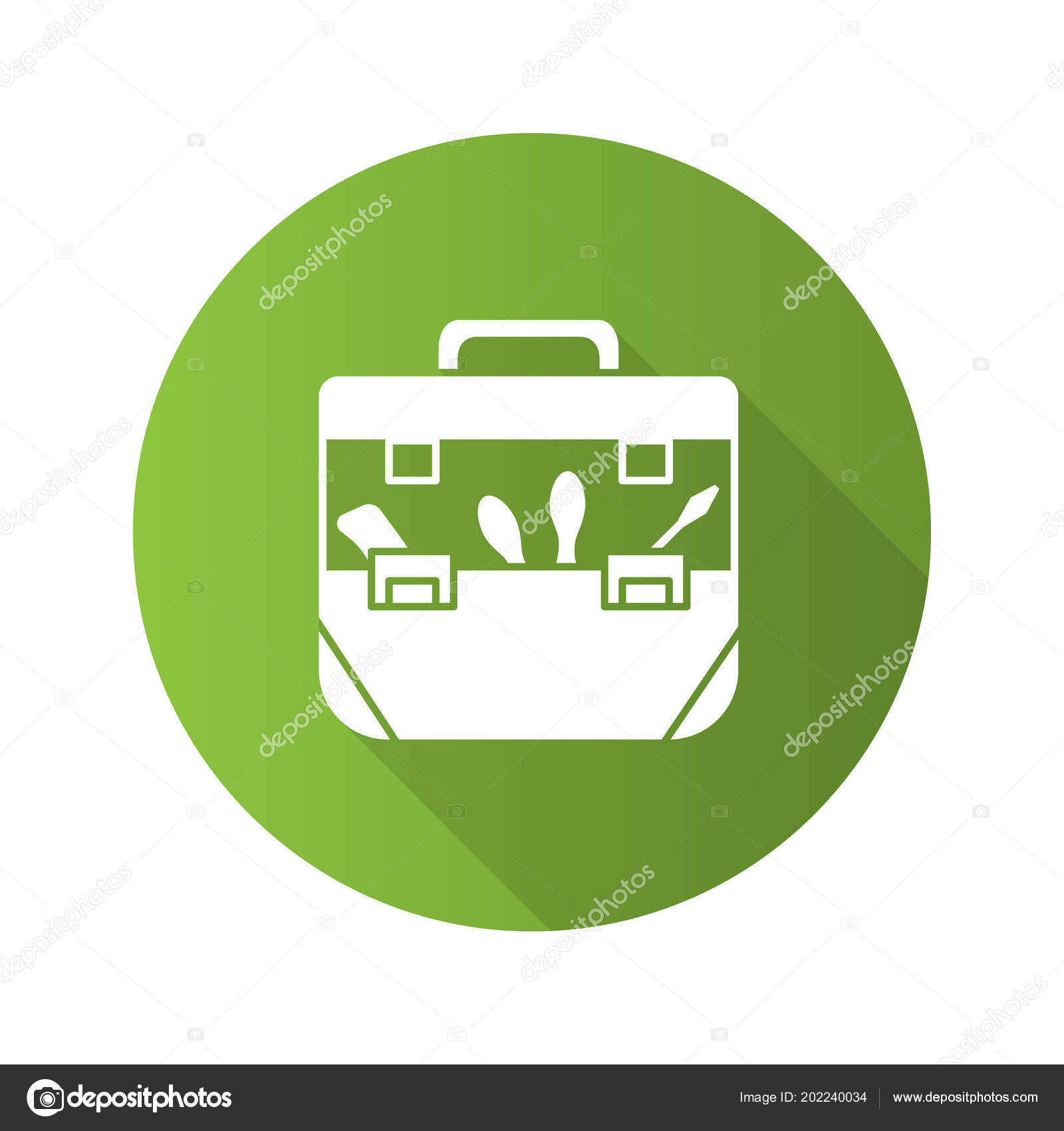 Tool Bag Flat Linear Long Shadow Icon Toolbox Vector Outline Stock ...