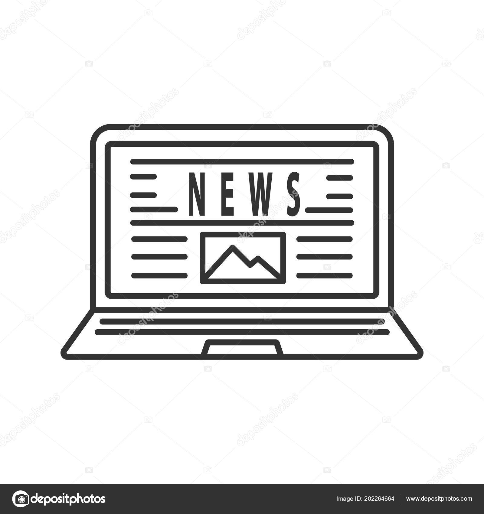 Electronic Newspaper Linear Icon Thin Line Illustration Online News Laptop Stock Vector by ©bsd ...